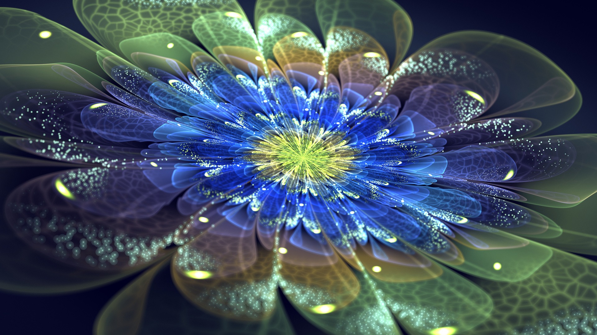 Картинки неон, Арт, лепестки, цветок - обои 1920x1080, картинка №45205